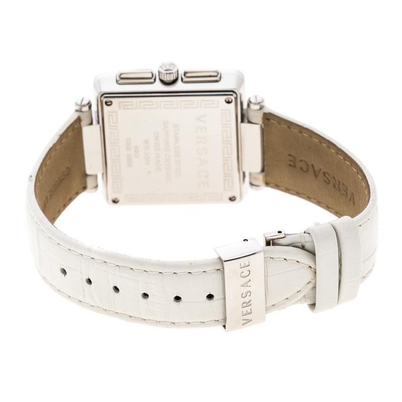 Versace White Stainless Steel Reve Carre 88Q Chronograph Womens ...