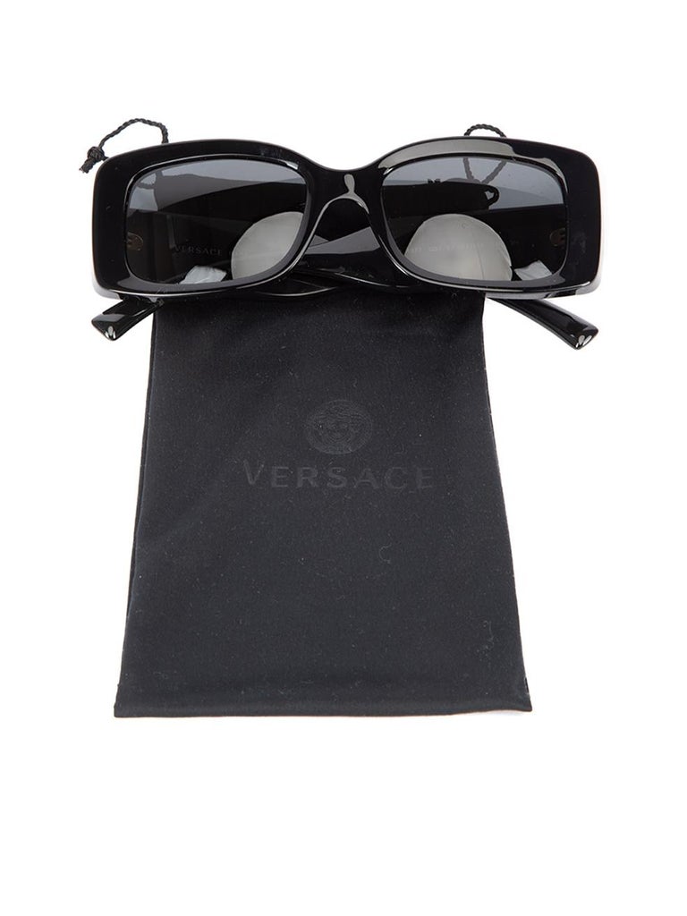Versace Women's Black Rectangular Framed Sunglasses For Sale at 1stDibs