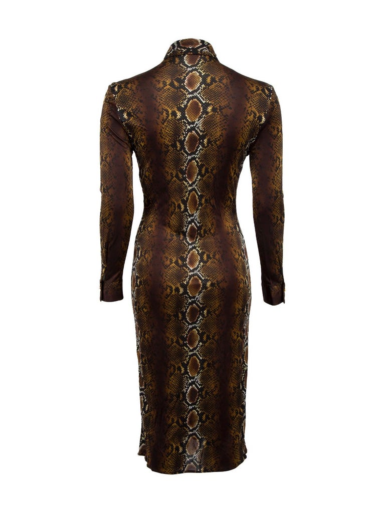 Versace Women's Long Shirt Dress with Buttons in Snake Print For Sale ...