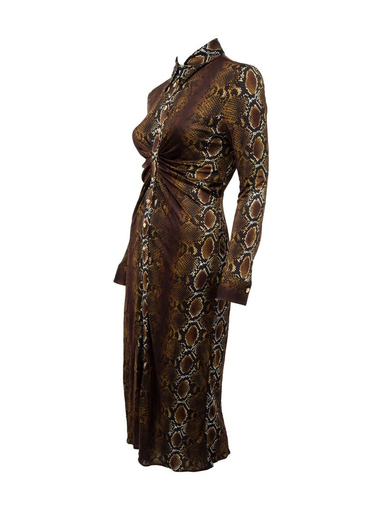 Versace Women's Long Shirt Dress with Buttons in Snake Print For Sale ...