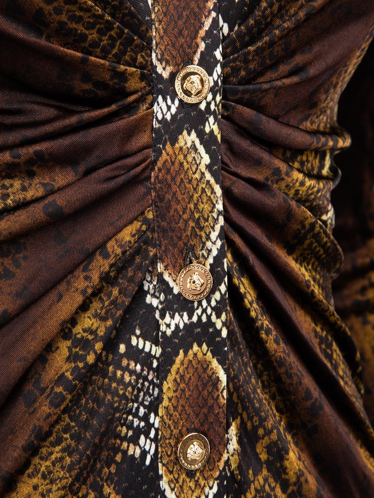 Versace Women's Long Shirt Dress with Buttons in Snake Print For Sale ...