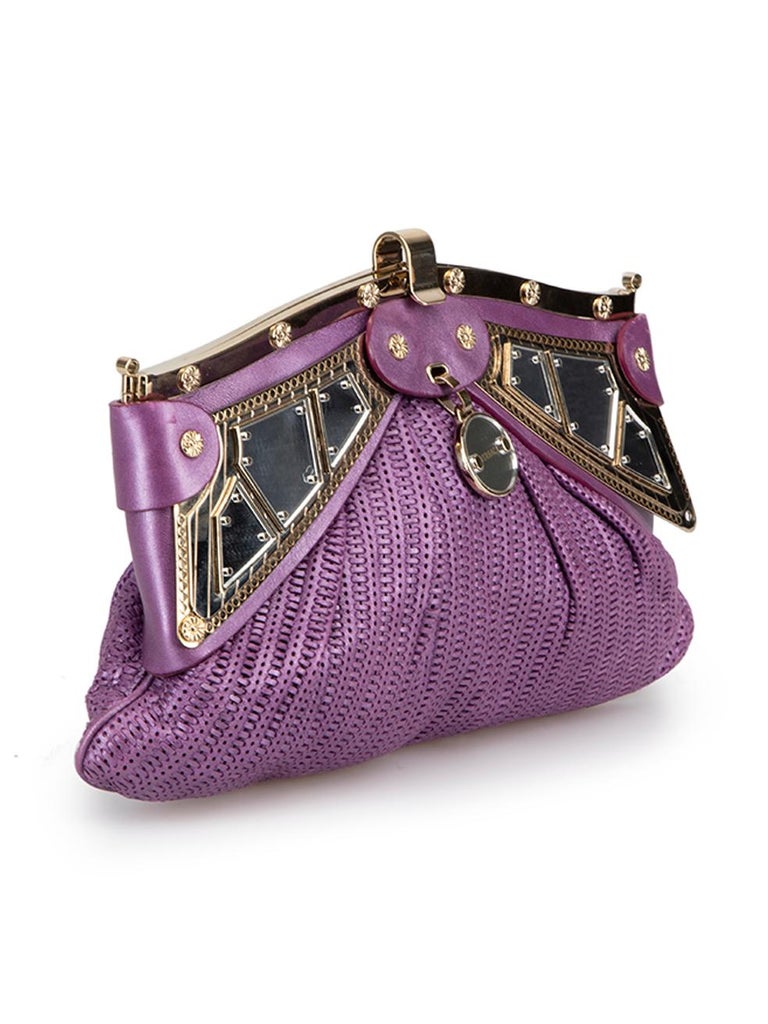 Versace Women's Purple Weave Mirror Frame Chain Bag For Sale at 1stDibs