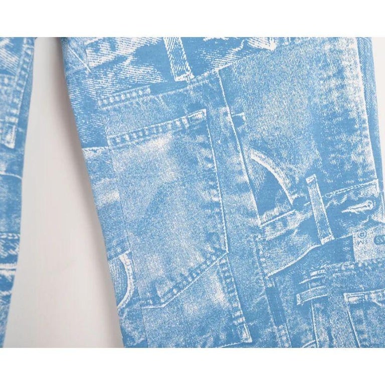 Versace Y2K Denim Print Two Piece Suit For Sale at 1stDibs