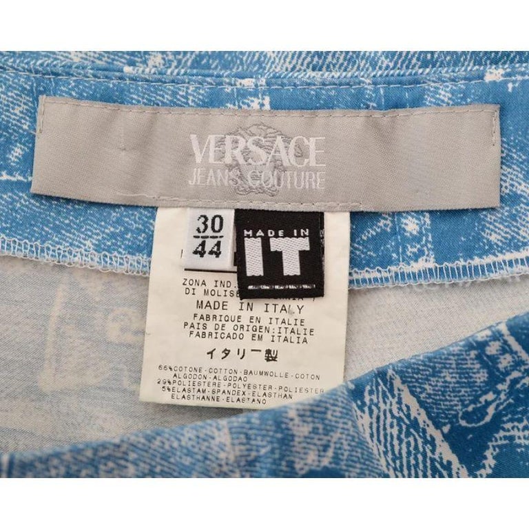 Versace Y2K Denim Print Two Piece Suit For Sale at 1stDibs