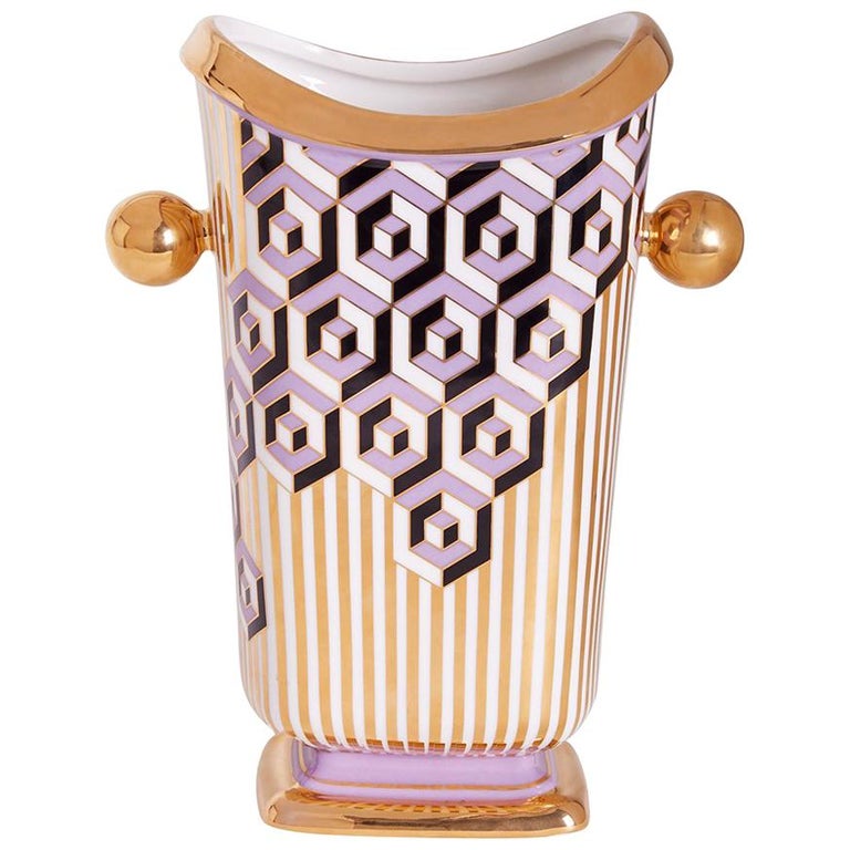Versailles Porcelain Hex Vase For Sale at 1stDibs