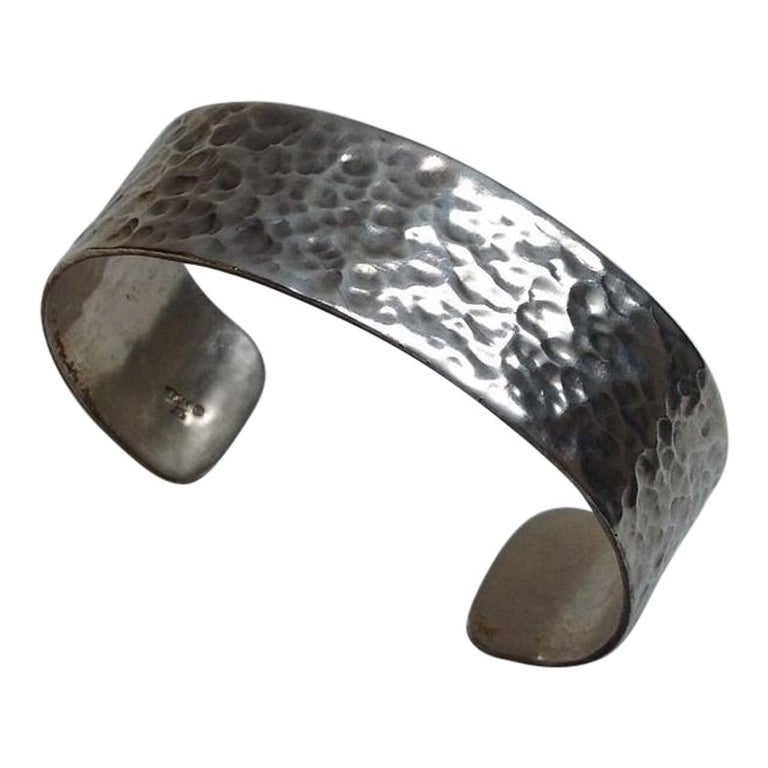 Versani Hammered Texture Sterling Silver Cuff Bracelet at 1stDibs