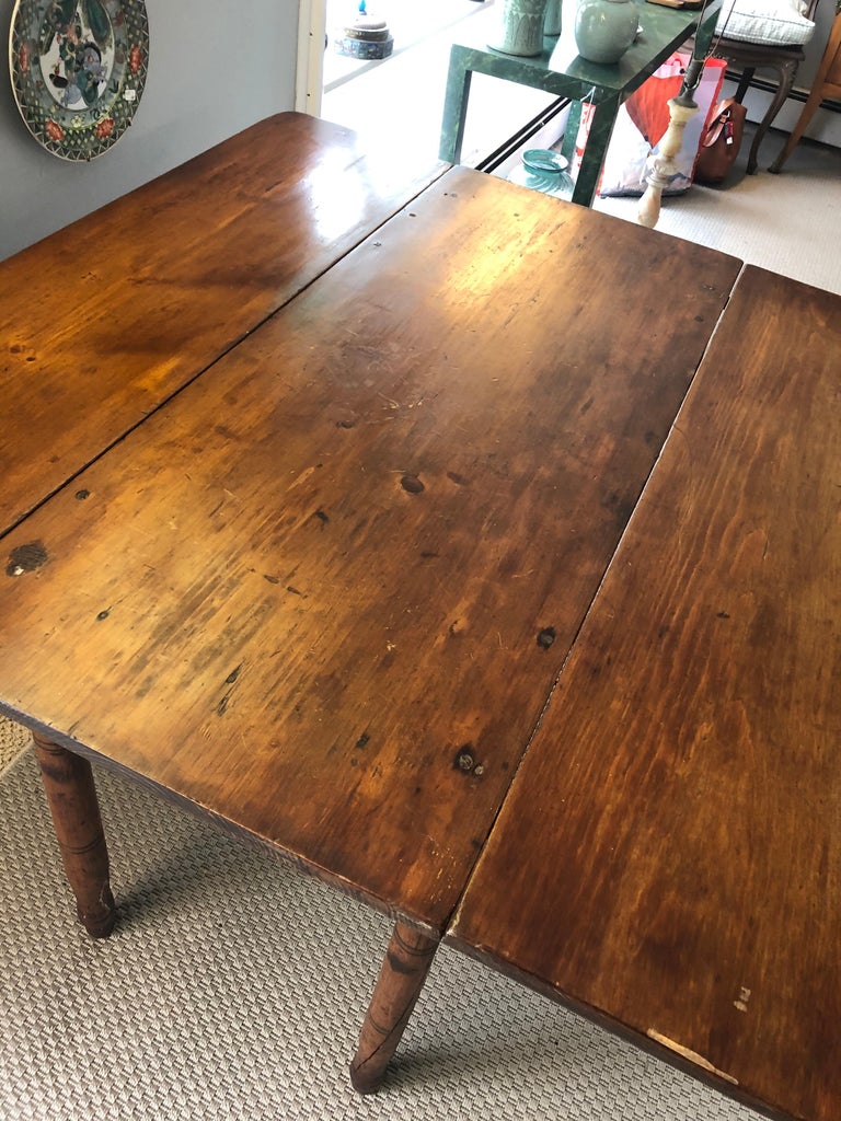 Versatile Primitive Antique Drop-Leaf Pembroke Table at 1stDibs