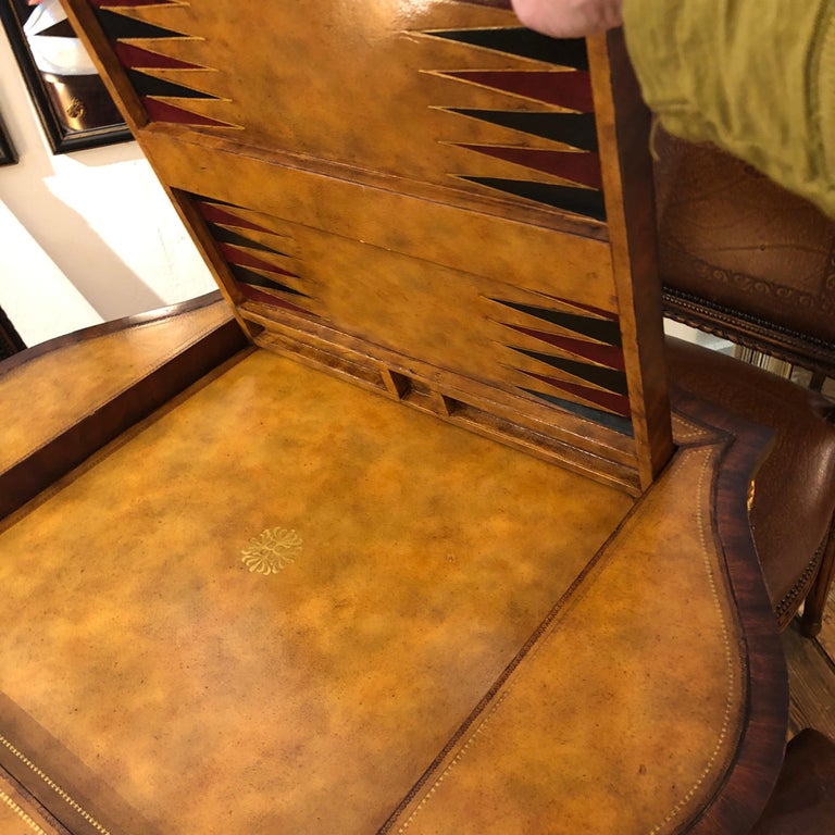 Versatile Two Sided Mahogany and Leather Game Table by Maitland Smith ...