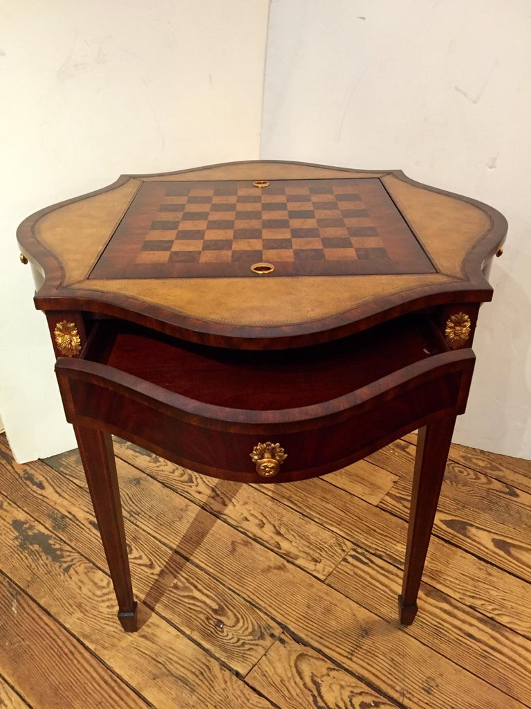 Versatile Two Sided Mahogany and Leather Game Table by Maitland Smith ...