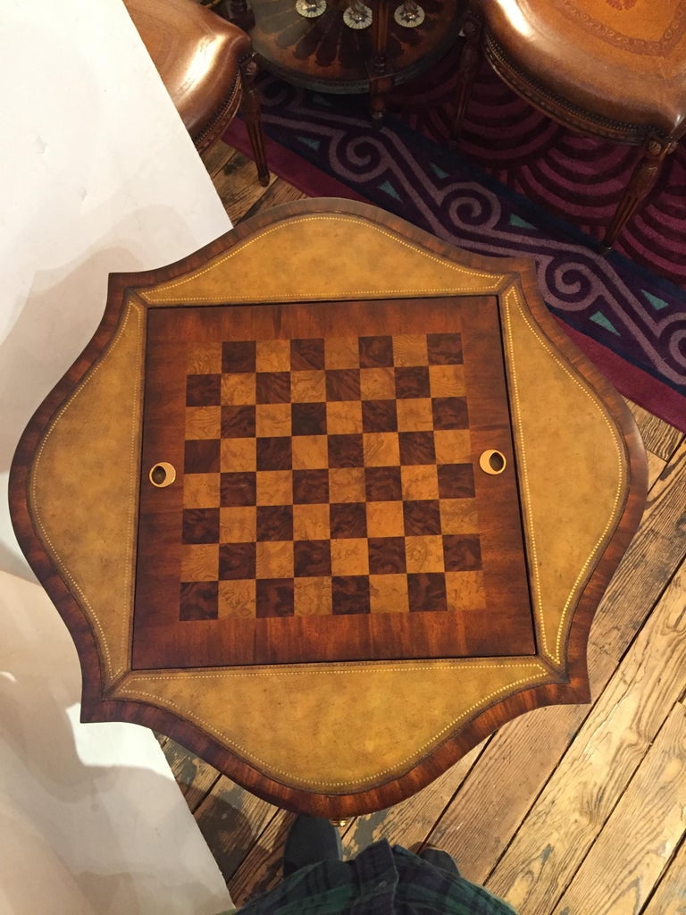 Versatile Two Sided Mahogany and Leather Game Table by Maitland Smith ...
