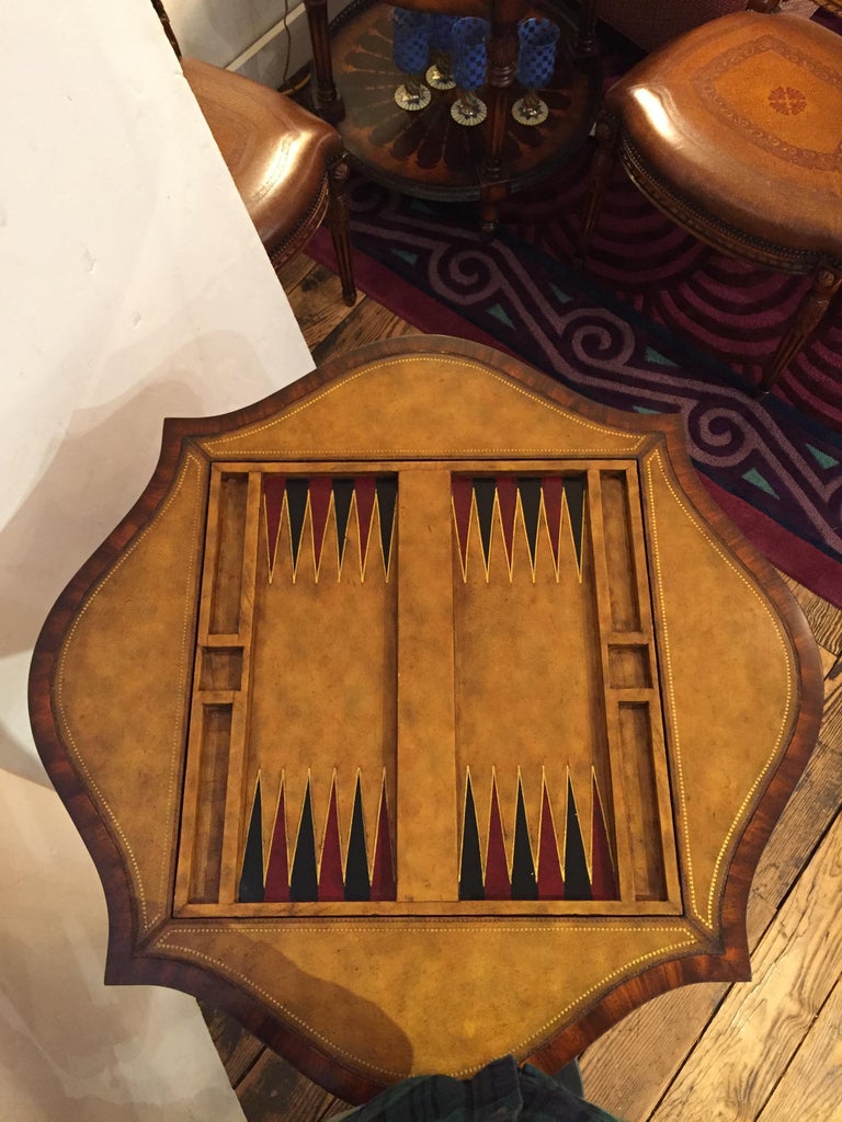 Versatile Two Sided Mahogany and Leather Game Table by Maitland Smith ...