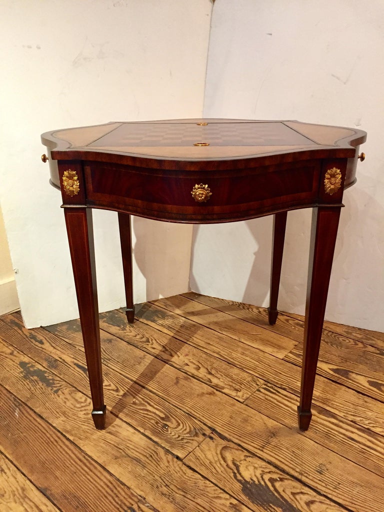 Versatile Two Sided Mahogany and Leather Game Table by Maitland Smith ...