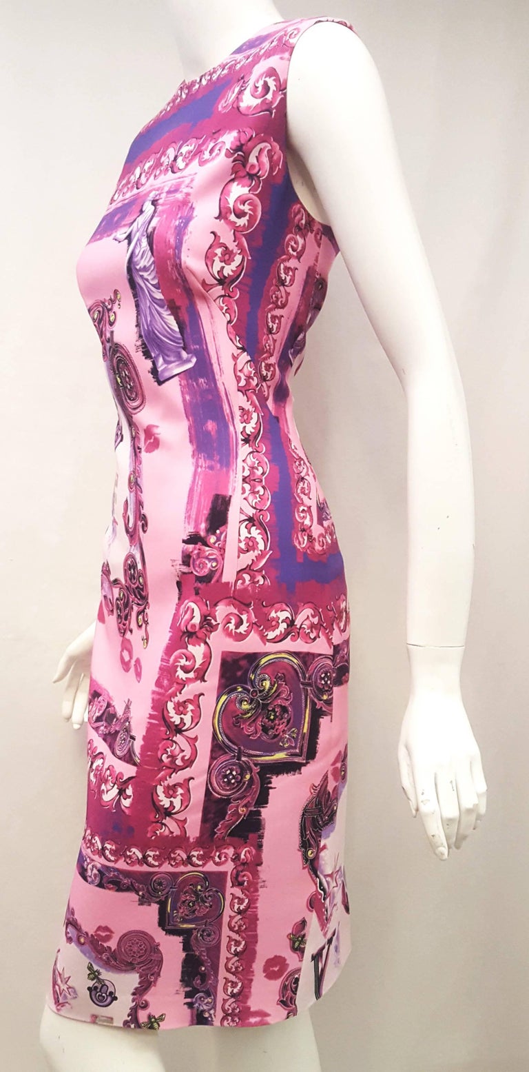 Versatile Versace Collection Pink Print Kisses Sleeveless Dress For ...
