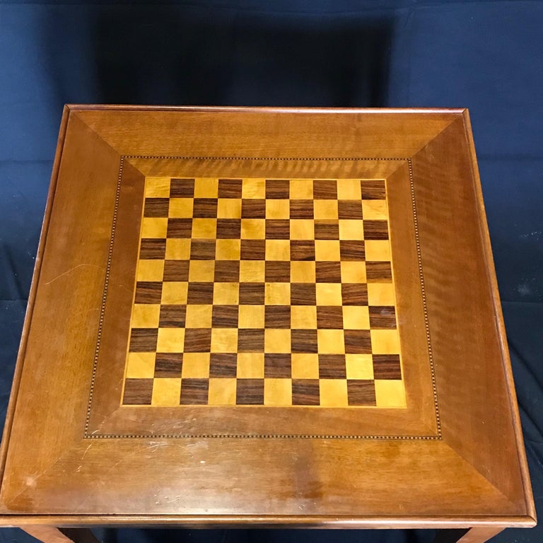 Versatile Vintage French Walnut Square Game Table at 1stDibs