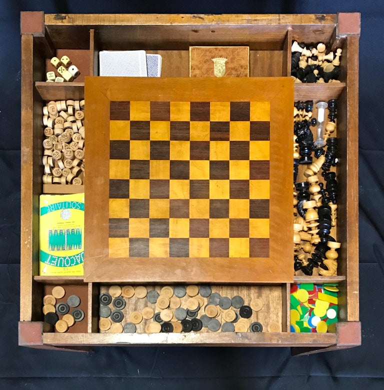 Versatile Vintage French Walnut Square Game Table at 1stDibs