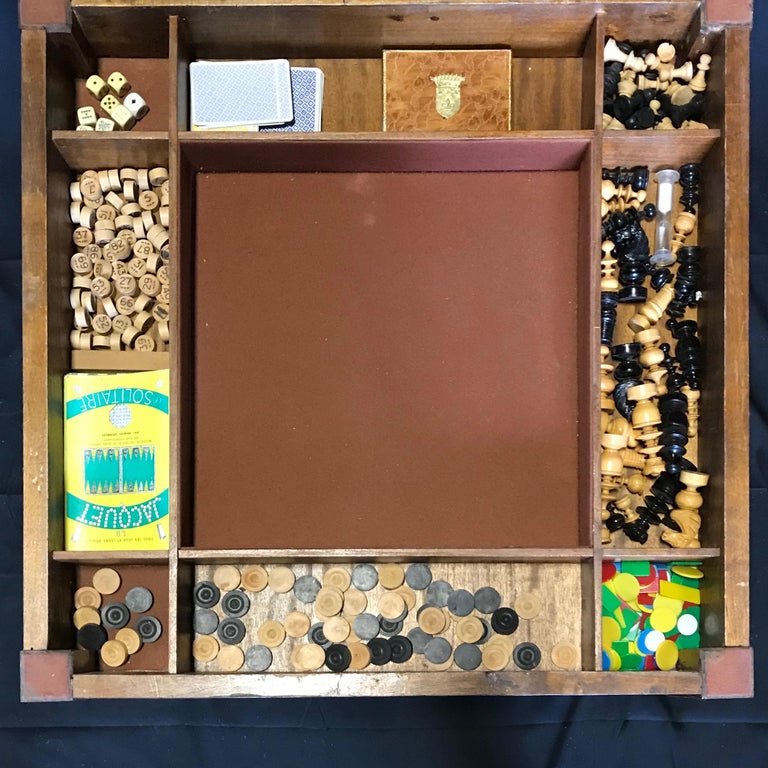 Versatile Vintage French Walnut Square Game Table at 1stDibs