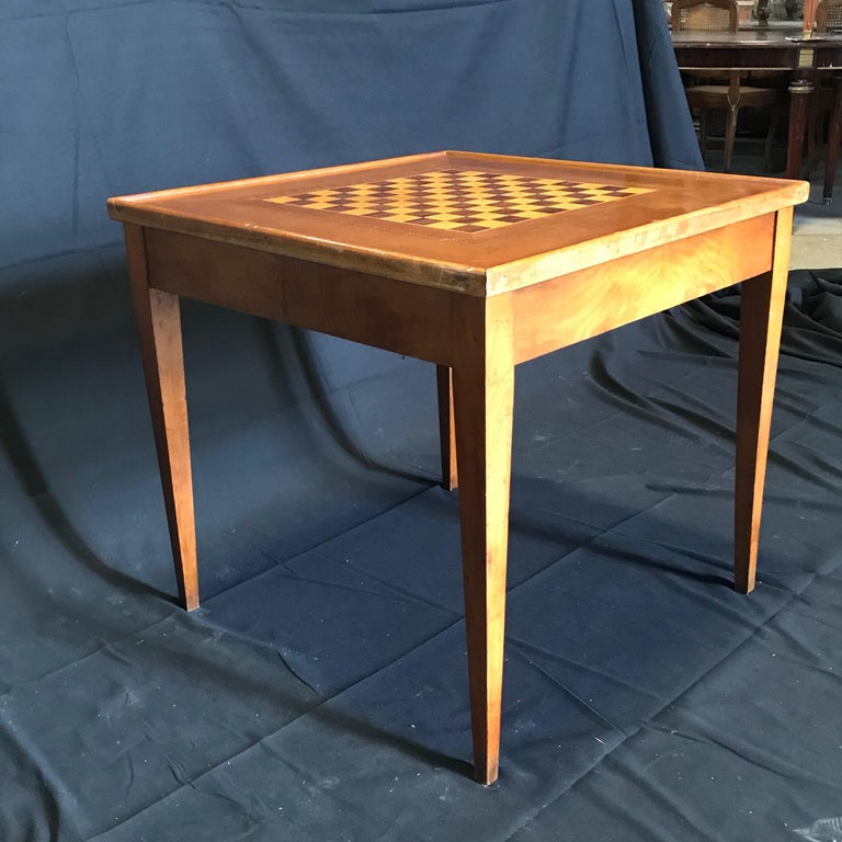 Versatile Vintage French Walnut Square Game Table at 1stDibs
