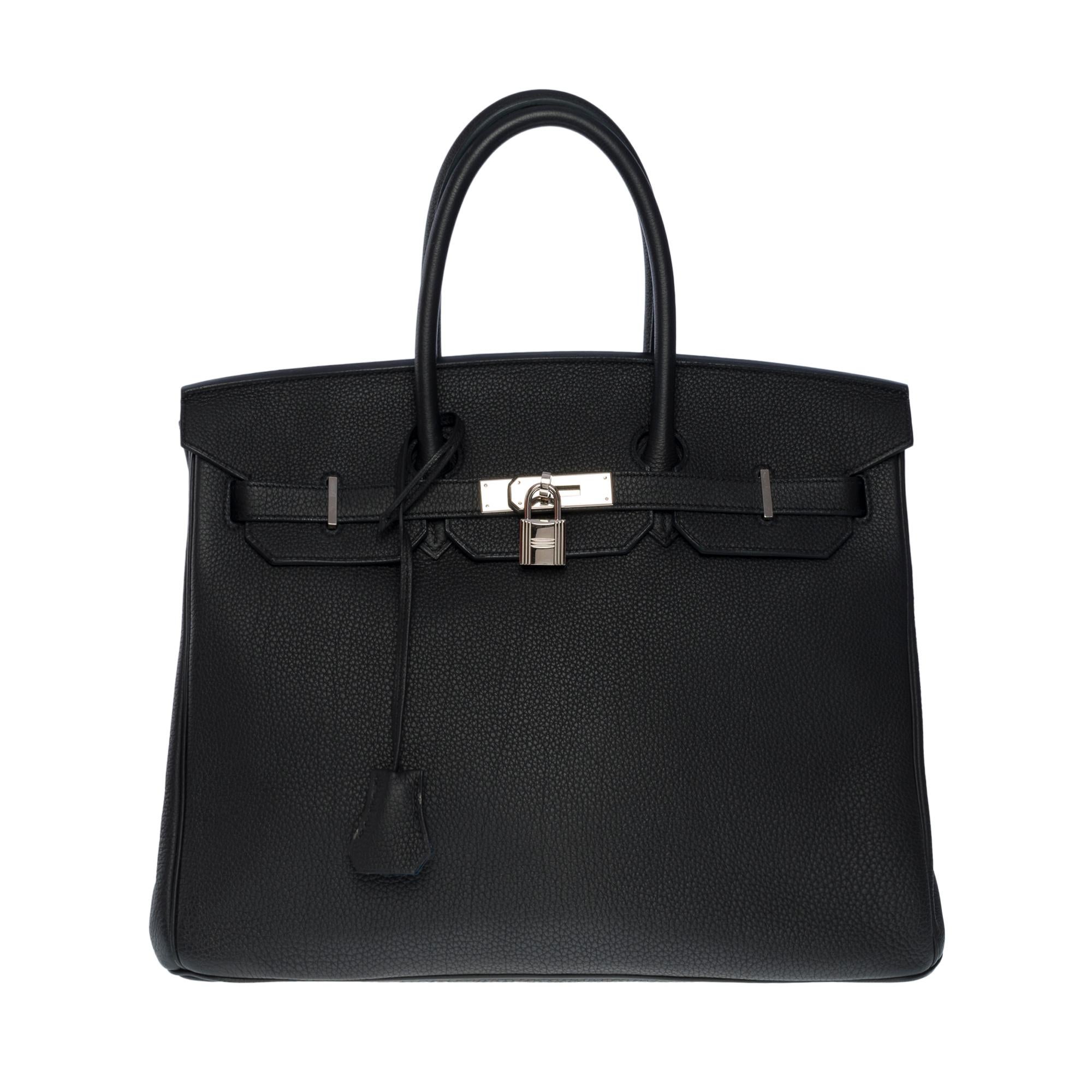 Verso Limited Edition Hermès Birkin 35 handbag in black/blue Togo ...