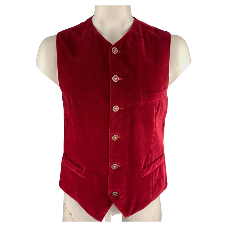 VERSUS by GIANNI VERSACE Size 42 Burgundy Cotton Velvet Vest For Sale ...
