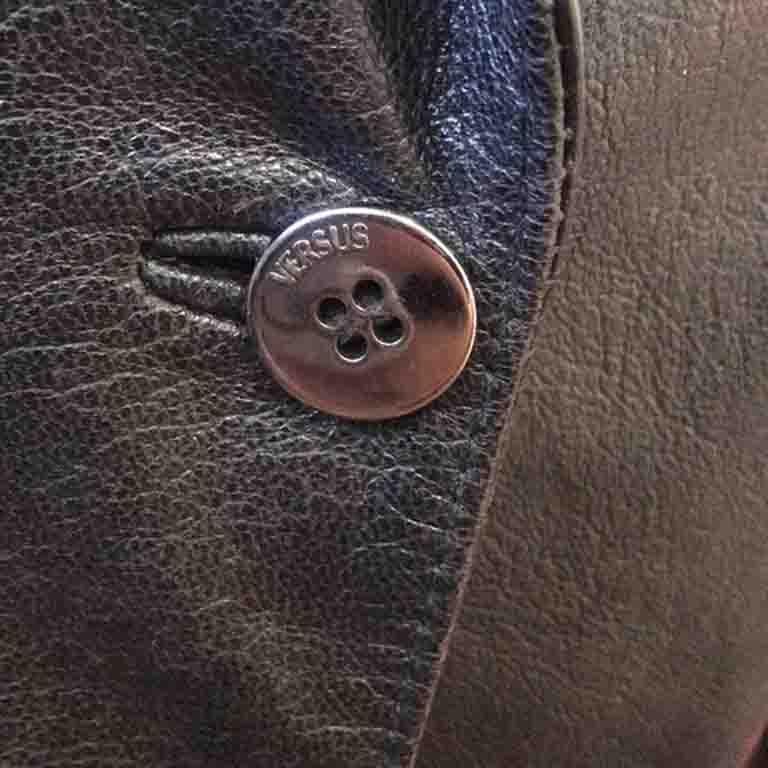 Versus by Versace Black Leather Jacket Blazer For Sale at 1stDibs