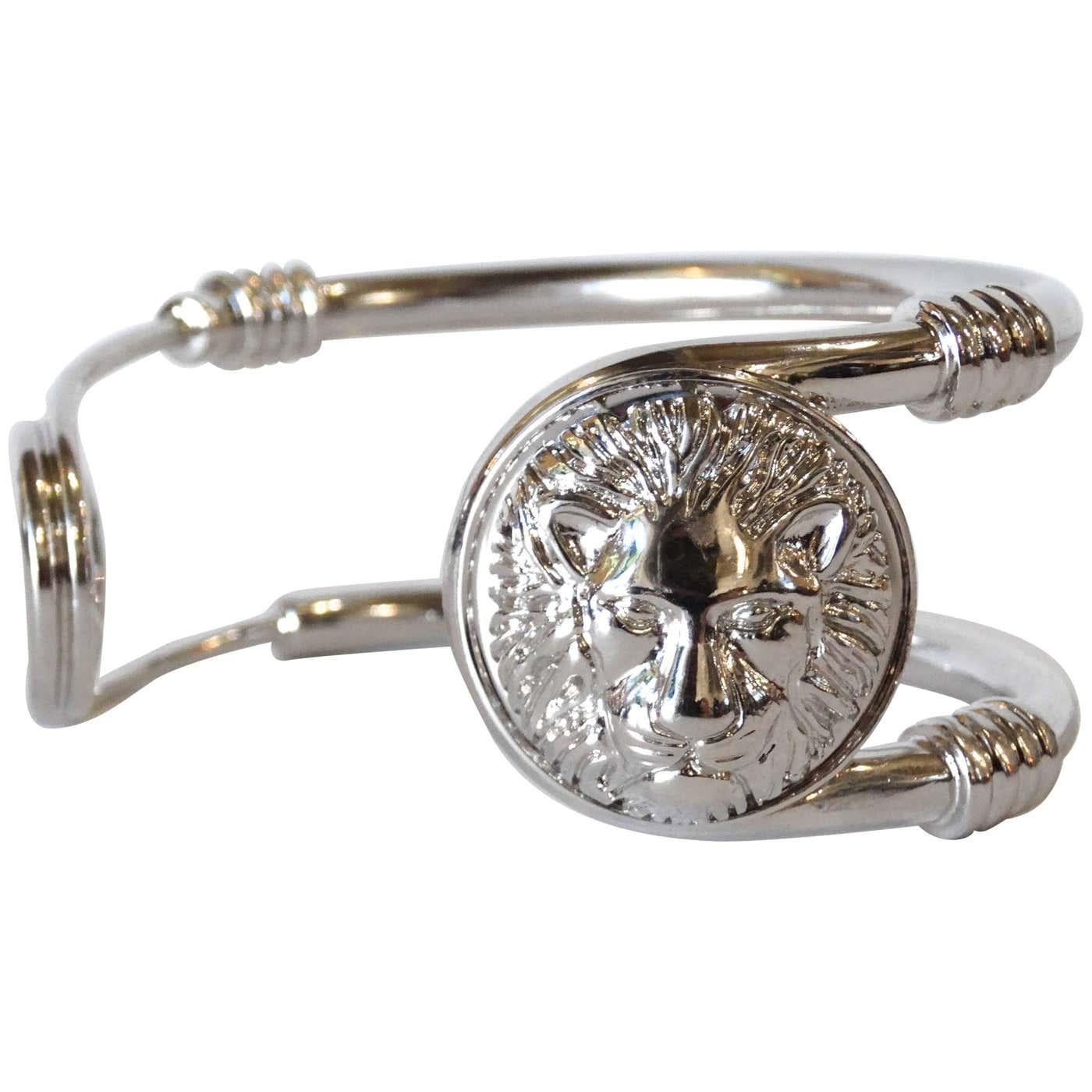 Versus Versace Lion Saftey Pin Cuff Bracelet Set For Sale at 1stDibs