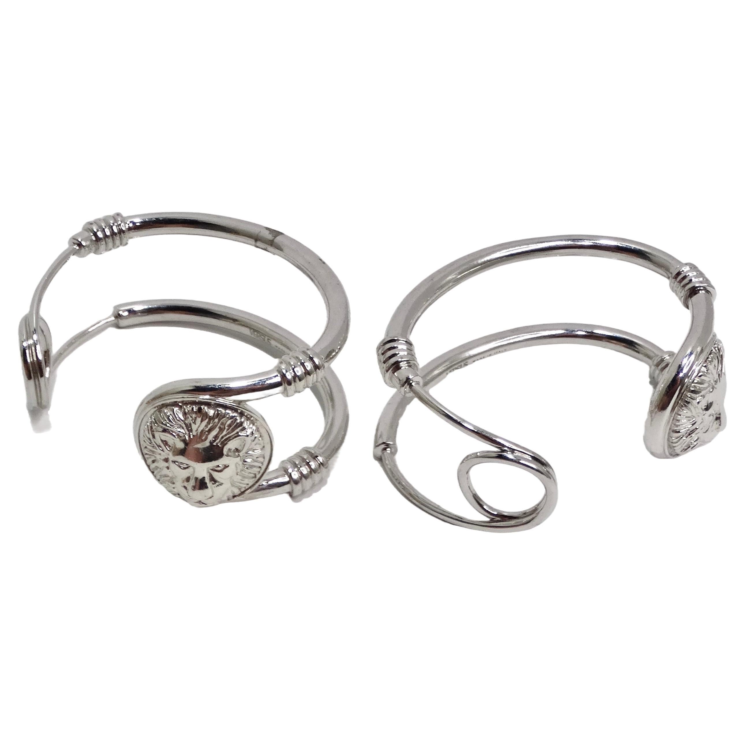 Versus Versace Lion Saftey Pin Cuff Bracelet Set For Sale at 1stDibs