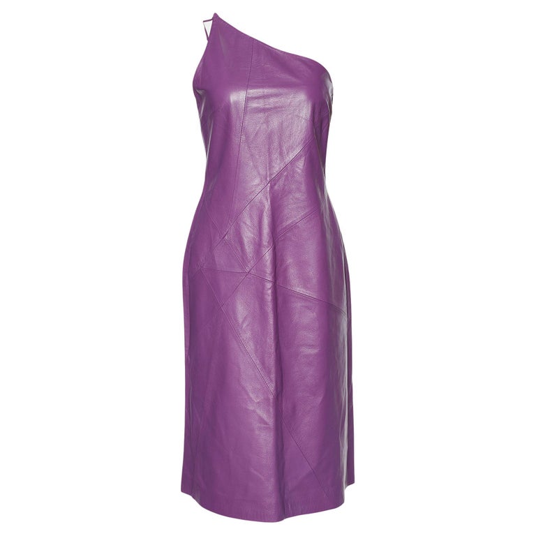 Versus Versace Vintage Purple Chain Detail Leather Dress M For Sale at ...