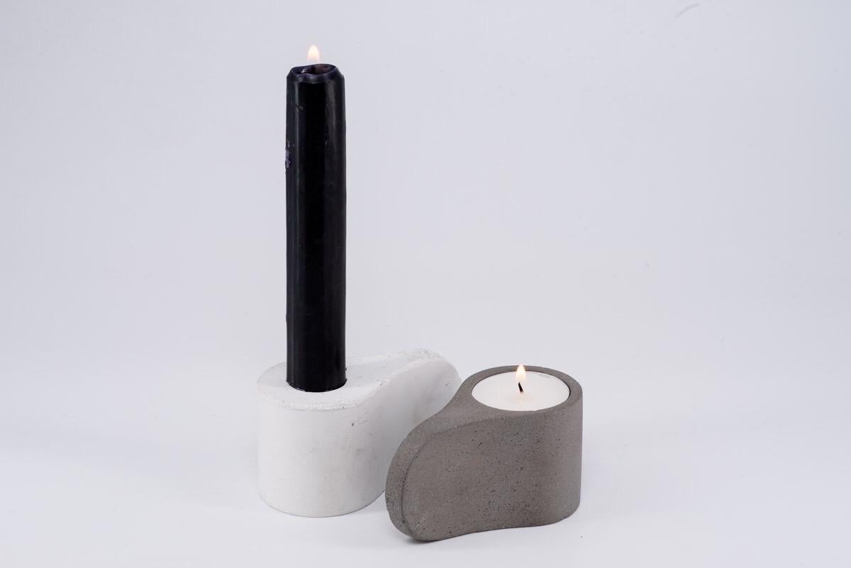 Vertebra Concrete Double Sided Candleholder 100% Handmade in Italy For Sale at 1stDibs