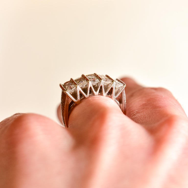 Vertical 5-Row Diamond Ring in 14k White Gold, 1.65 TCW For Sale at 1stDibs