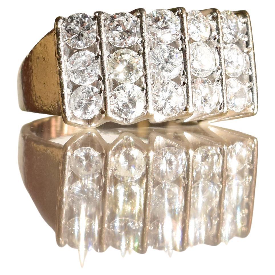 Triple Row Diamond Ring at 1stDibs