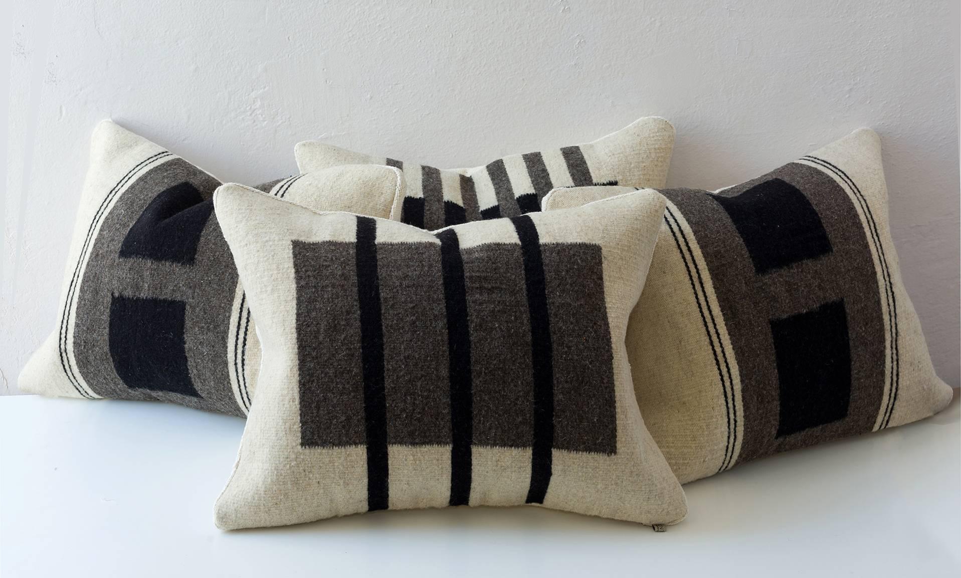 Vertical Stripe Flat-Weave Textile Cushion For Sale at 1stDibs