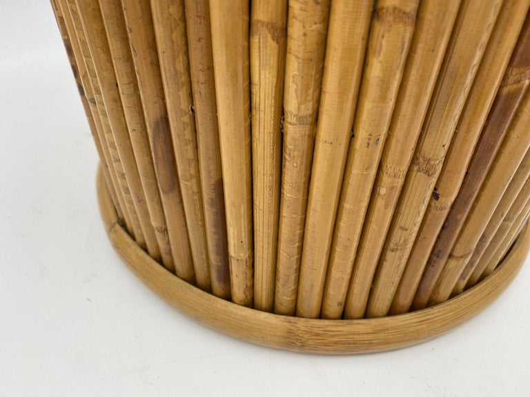 Vertically Stack Rattan Round Pedestal For Sale at 1stDibs