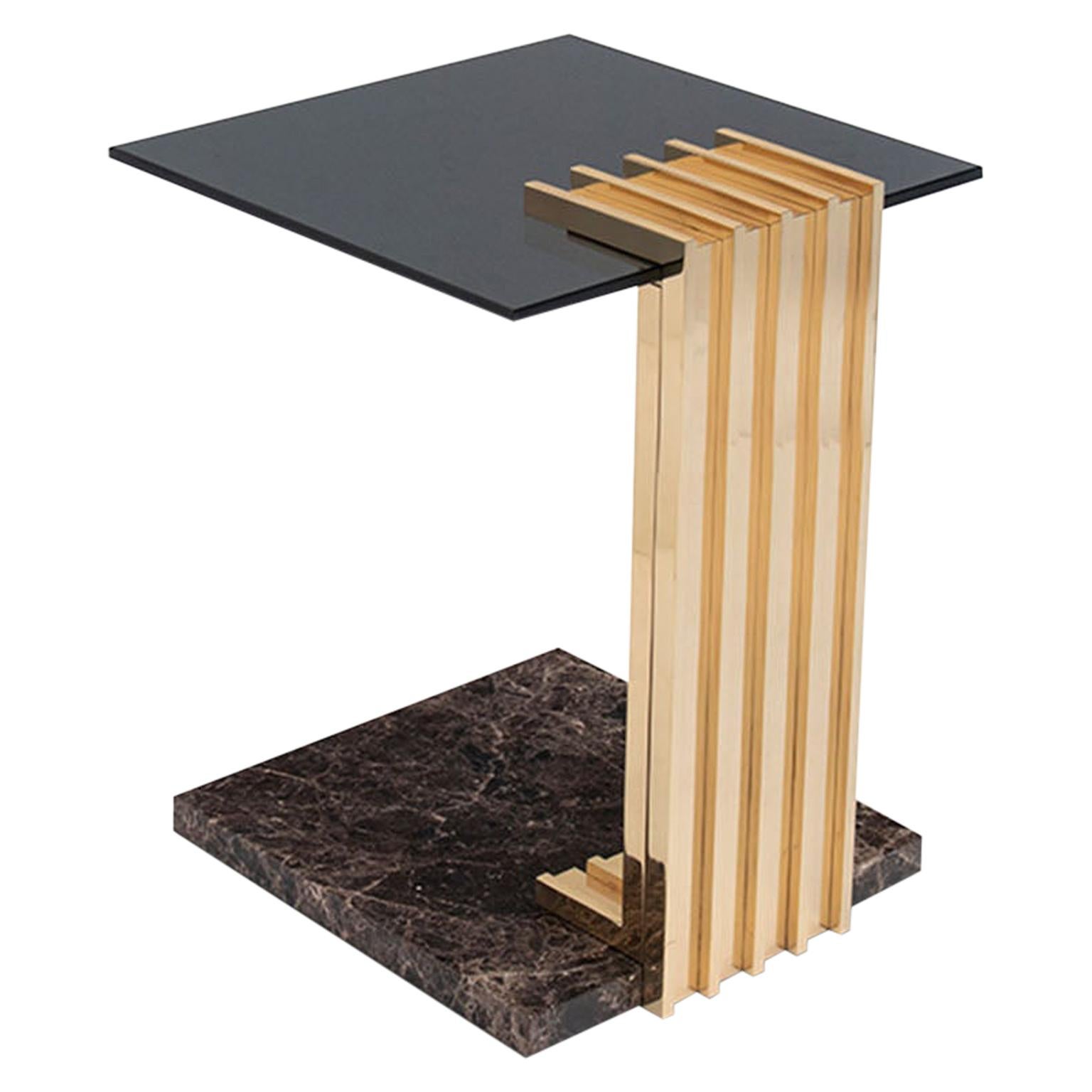 Emperador Side Table with brown marble For Sale at 1stDibs