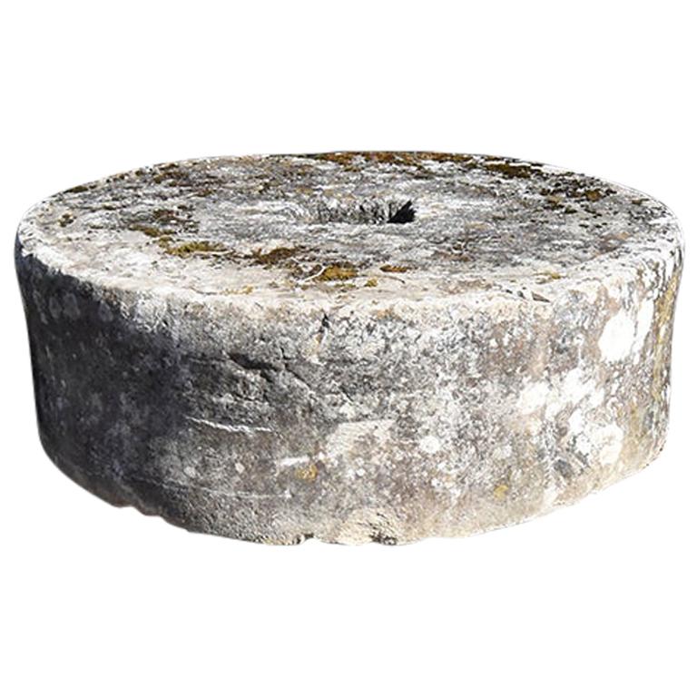 Very Big Antique Hand Carved Thick Garden Mill Stone, 19th Century at ...