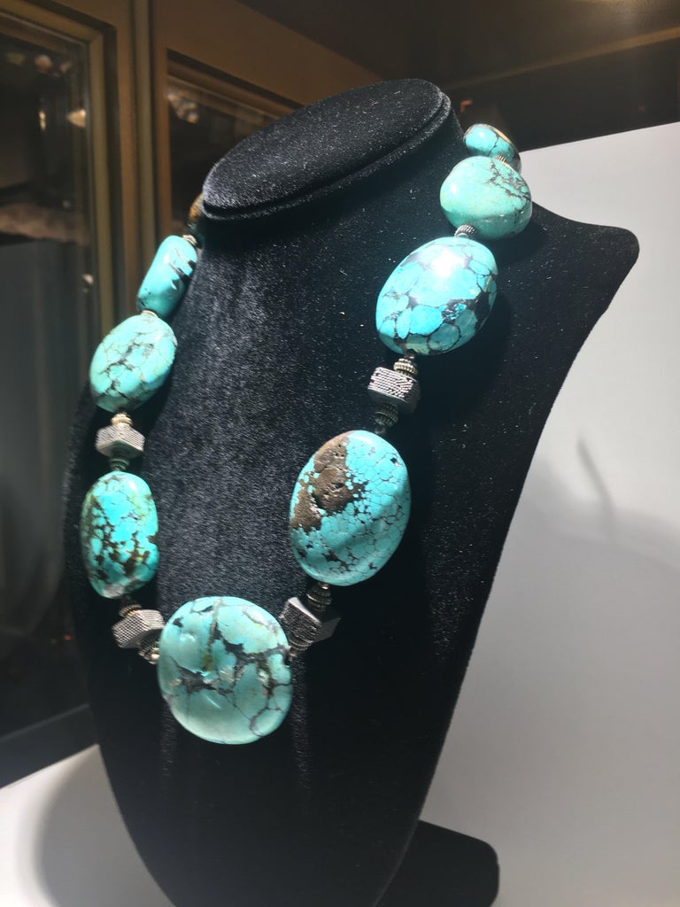 Very Bold Chunky Turquoise Necklace. Iris Apfel Style For Sale at ...