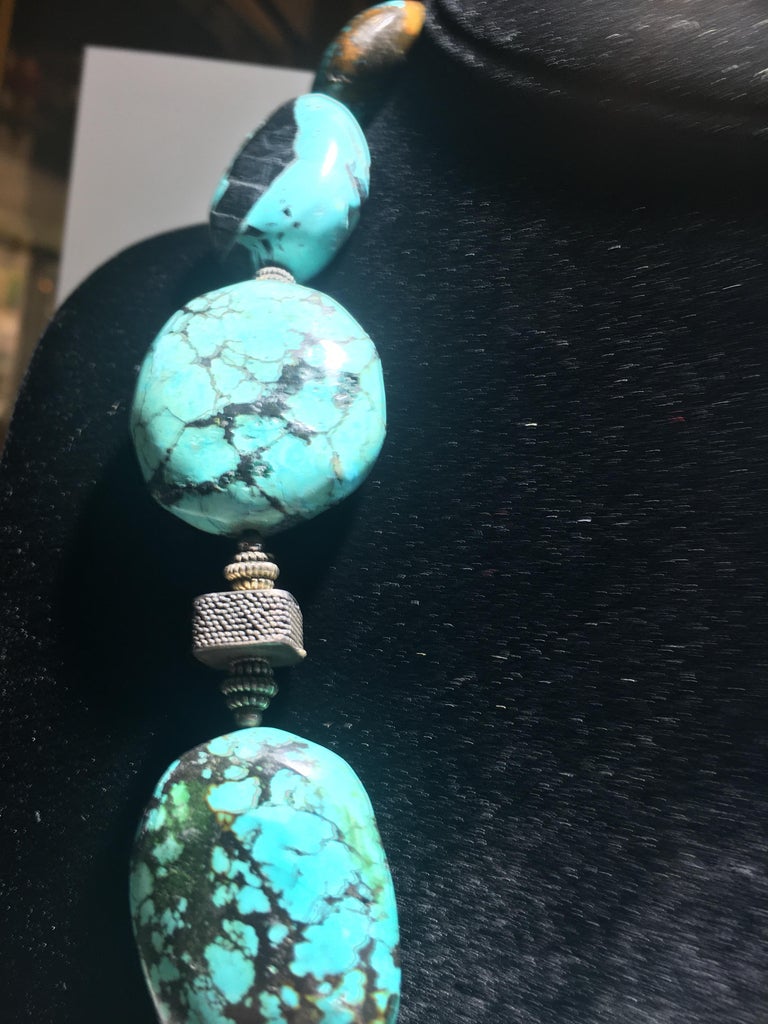 Very Bold Chunky Turquoise Necklace. Iris Apfel Style For Sale at ...