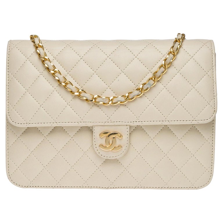Very chic Chanel Classique flap bag in quilted ecru leather,GHW For ...
