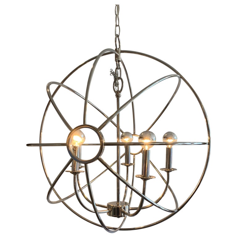 Very Chic Chrome Sphere Chandelier For Sale at 1stDibs