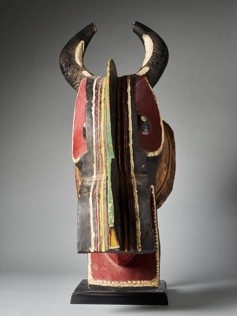Very Colorful Helmet Dance Mask "Bo Nun Amuin", Baule People, Ivory ...