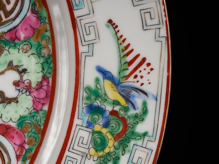 Very Colourful Set of Asian Porcelain Hand Painted Plates with ...