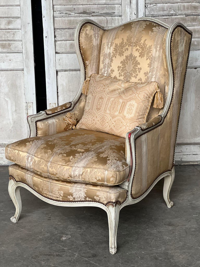 Very Comfortable French Wing Bergere Armchair For Sale at 1stDibs