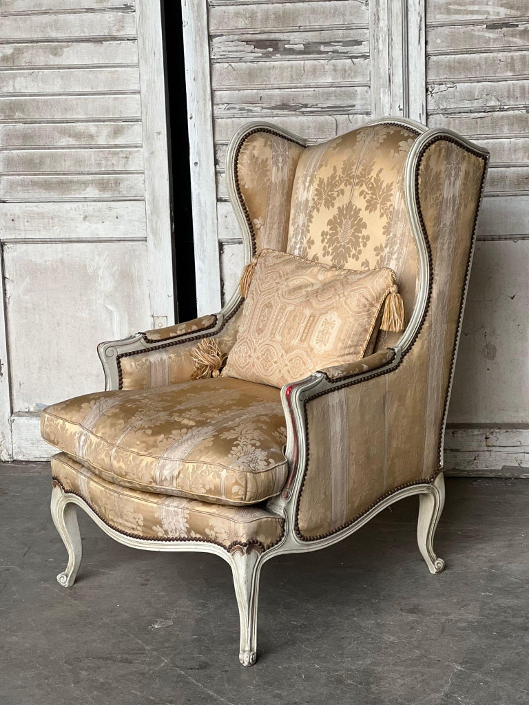 Very Comfortable French Wing Bergere Armchair For Sale at 1stDibs