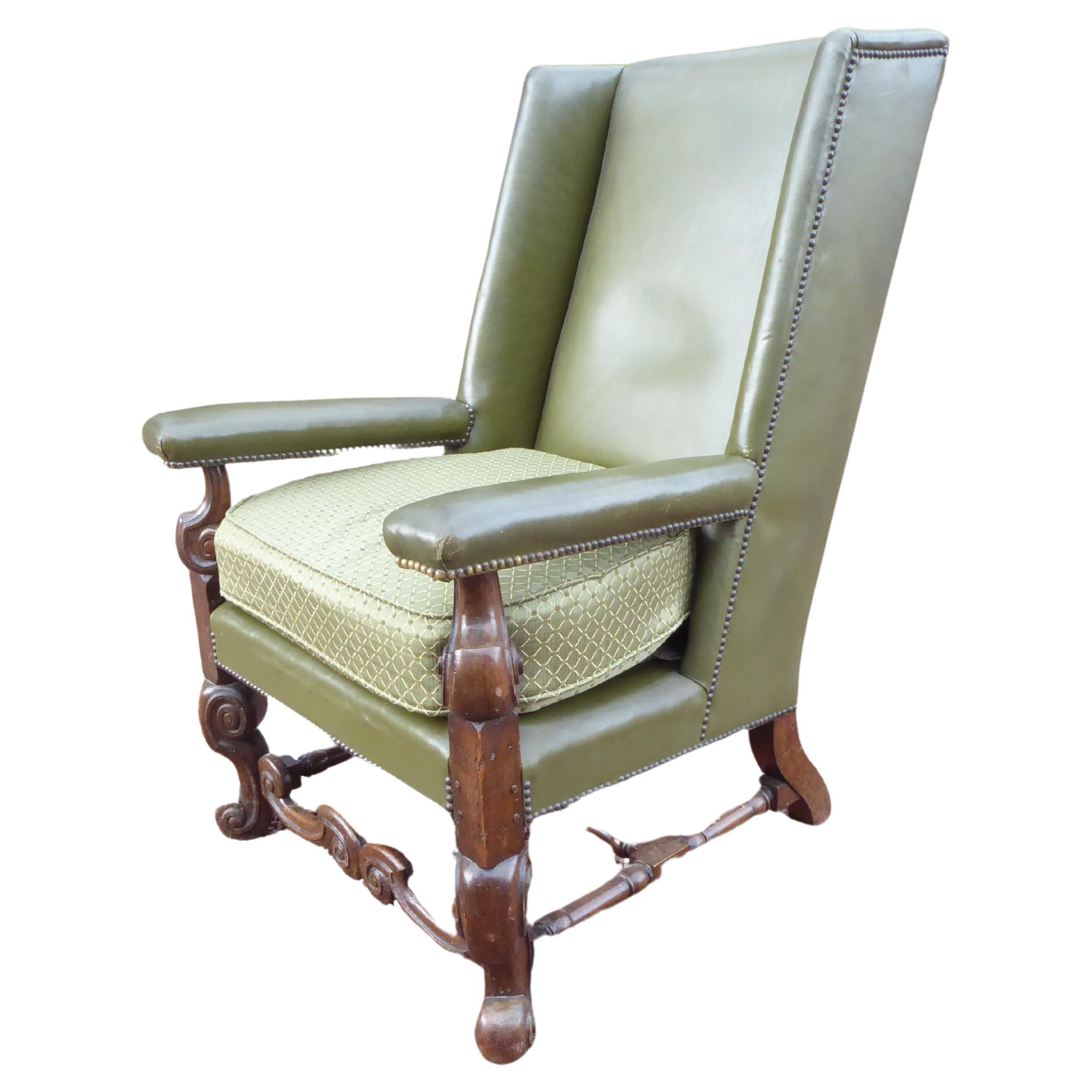 Very comfortable, impressive chair in leather with padded arms at 1stDibs