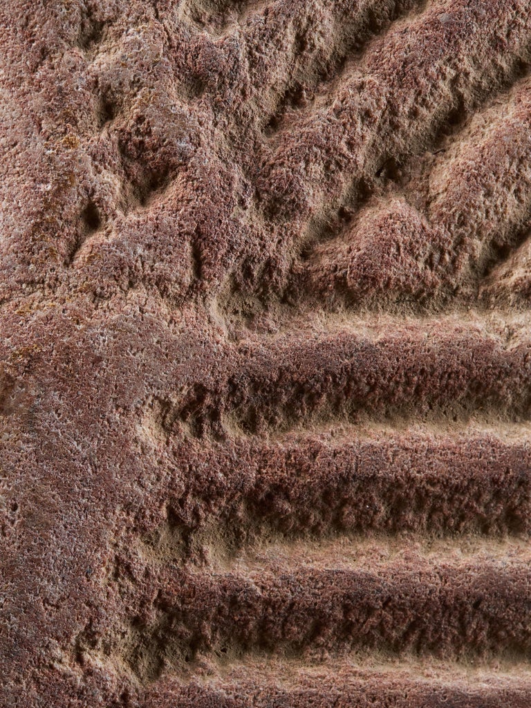 Very Decorative Ancient Red Stone Village Millstone, Most Probably from ...
