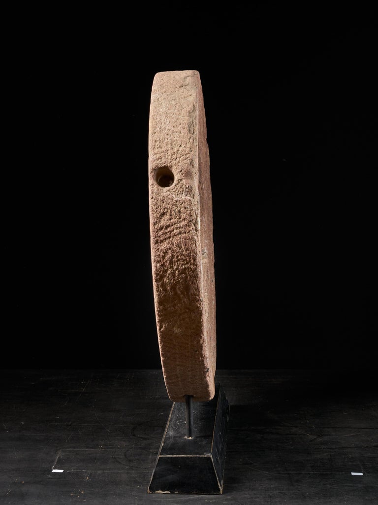 Very Decorative Ancient Red Stone Village Millstone, Most Probably from ...