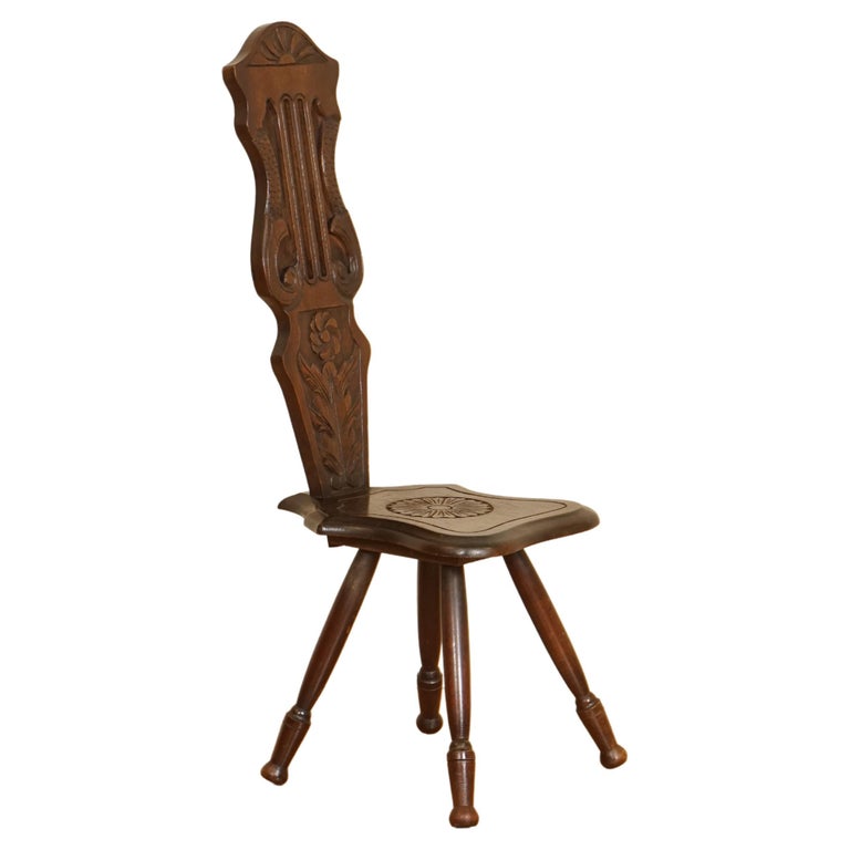 Very Decorative Antique Welish Spinning Side Chair Stool at 1stDibs