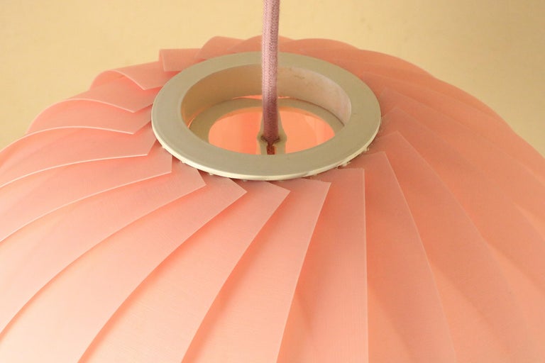 Very Decorative Pink Pendant Lamp, Danish Design, 1970s For Sale at 1stDibs