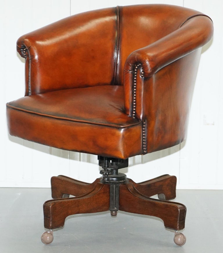 Very Early Rare Victorian Captains Chair Fully Restored Hand Dyed Brown ...