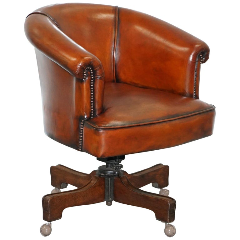 Very Early Rare Victorian Captains Chair Fully Restored Hand Dyed Brown ...