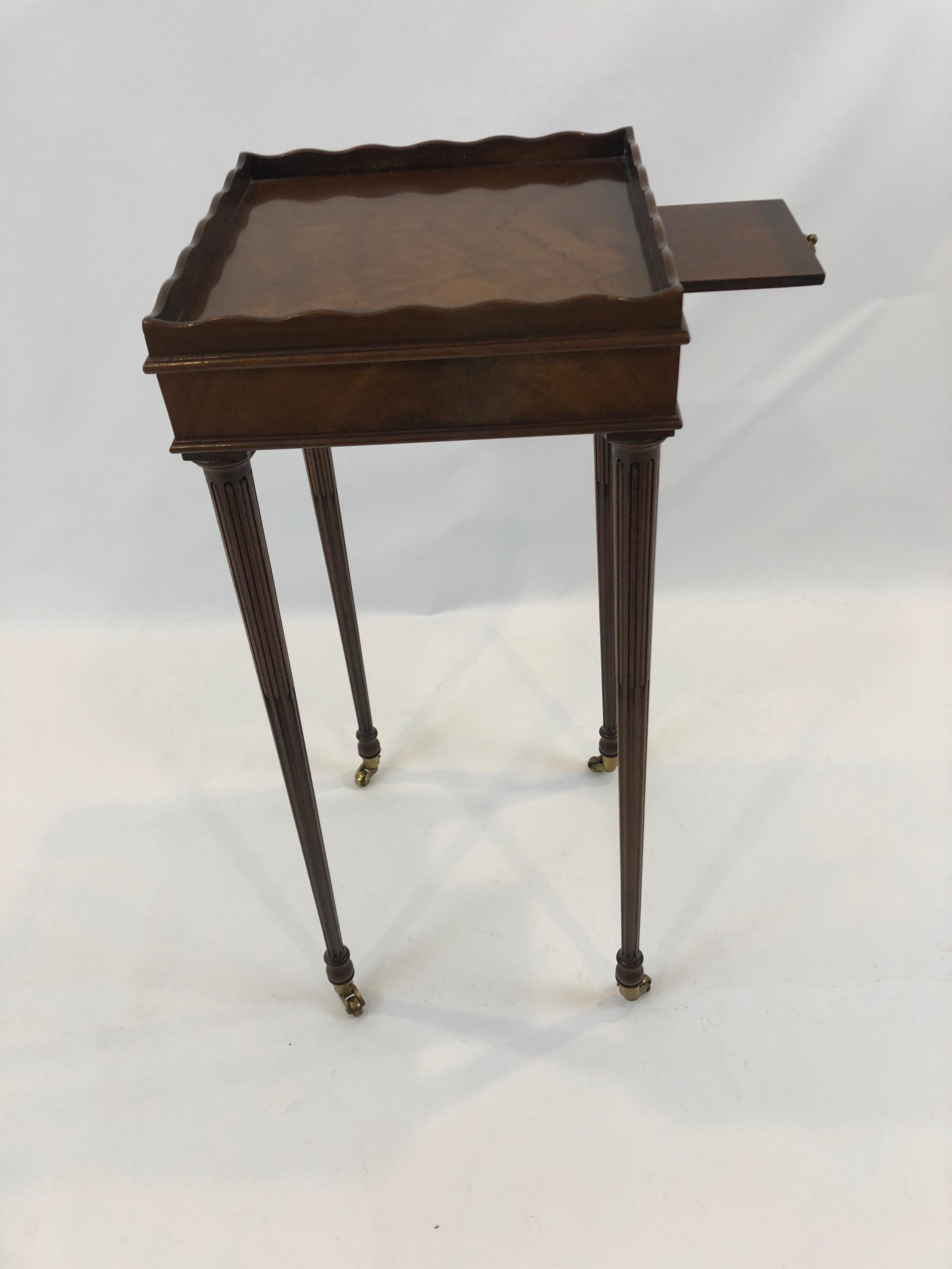 Very Elegant Baker Mahogany Small Square Side Table with Slide at ...